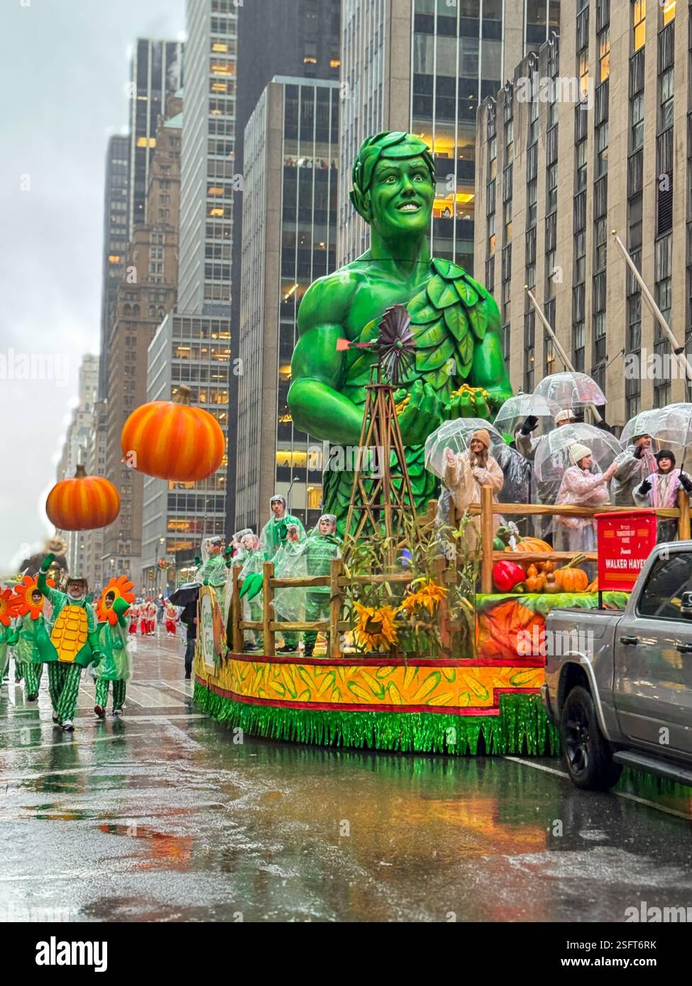 New York, New York, November 28, 2024: The Green Giant float moves ...