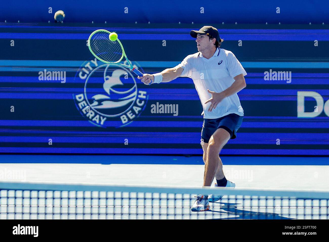 DELRAY BEACH, FL - FEBRUARY 09: Murphy Cassone (USA) hits a forehand ...