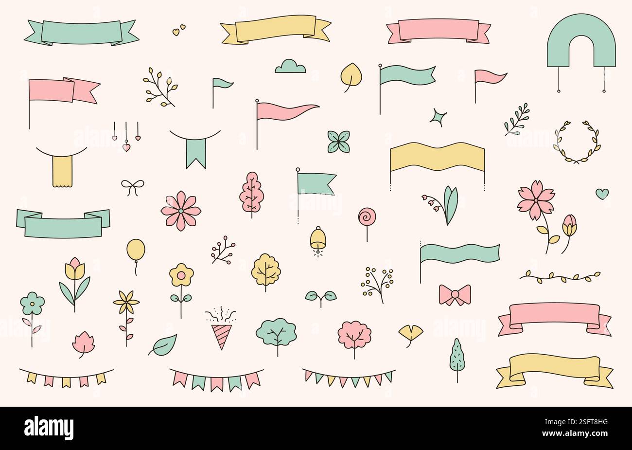 Cute spring title. Floral decorative headline banner with blooming ...