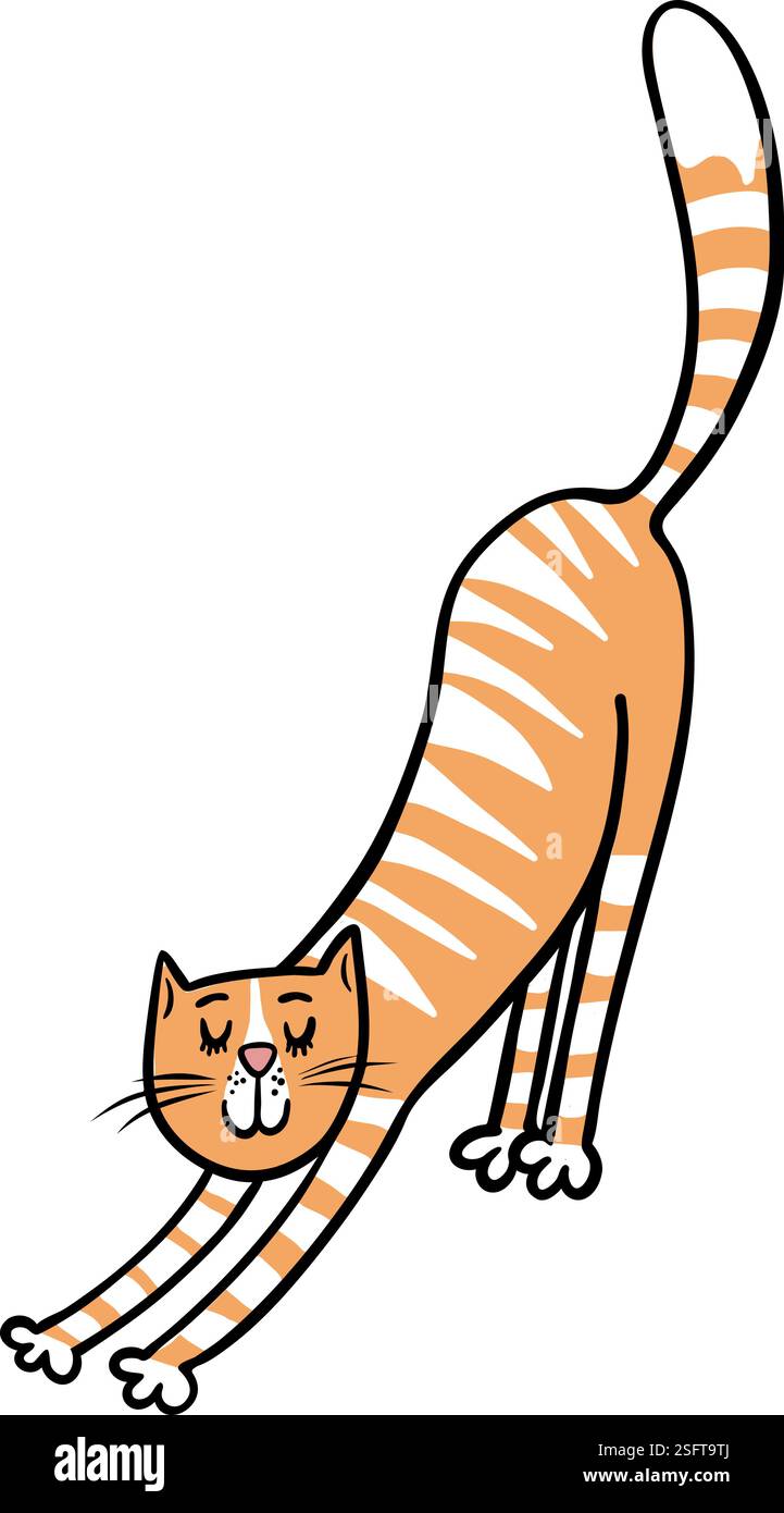 Fluffy ginger cat sitting Stock Vector Images - Alamy