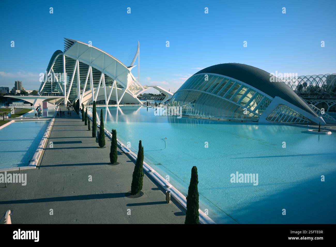 Buildings of the City of Arts and Sciences are seen in Valencia, Spain ...