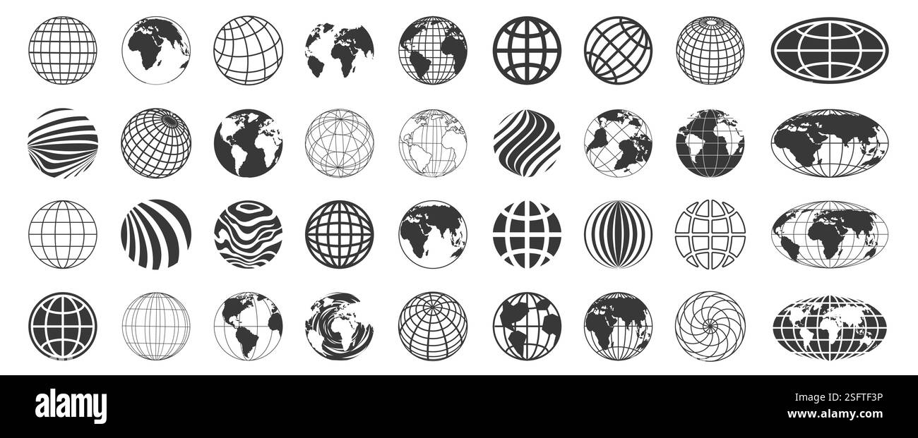World globe icon. Abstract wireframe geometric planet earth logo ...