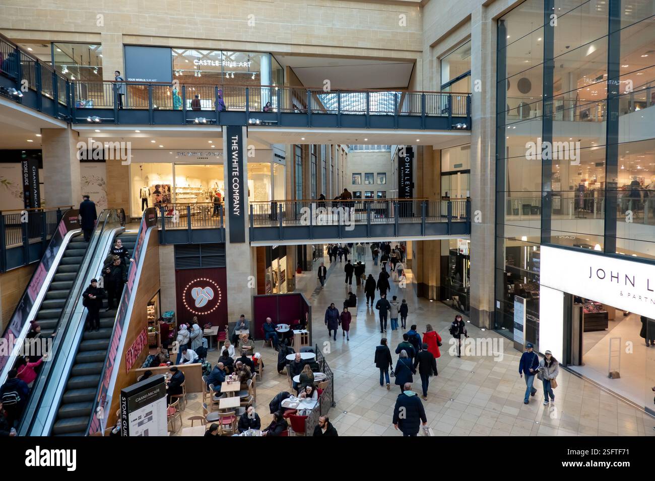 Grand Arcade Cambridge inside a shopping mall with shoppers exploring ...