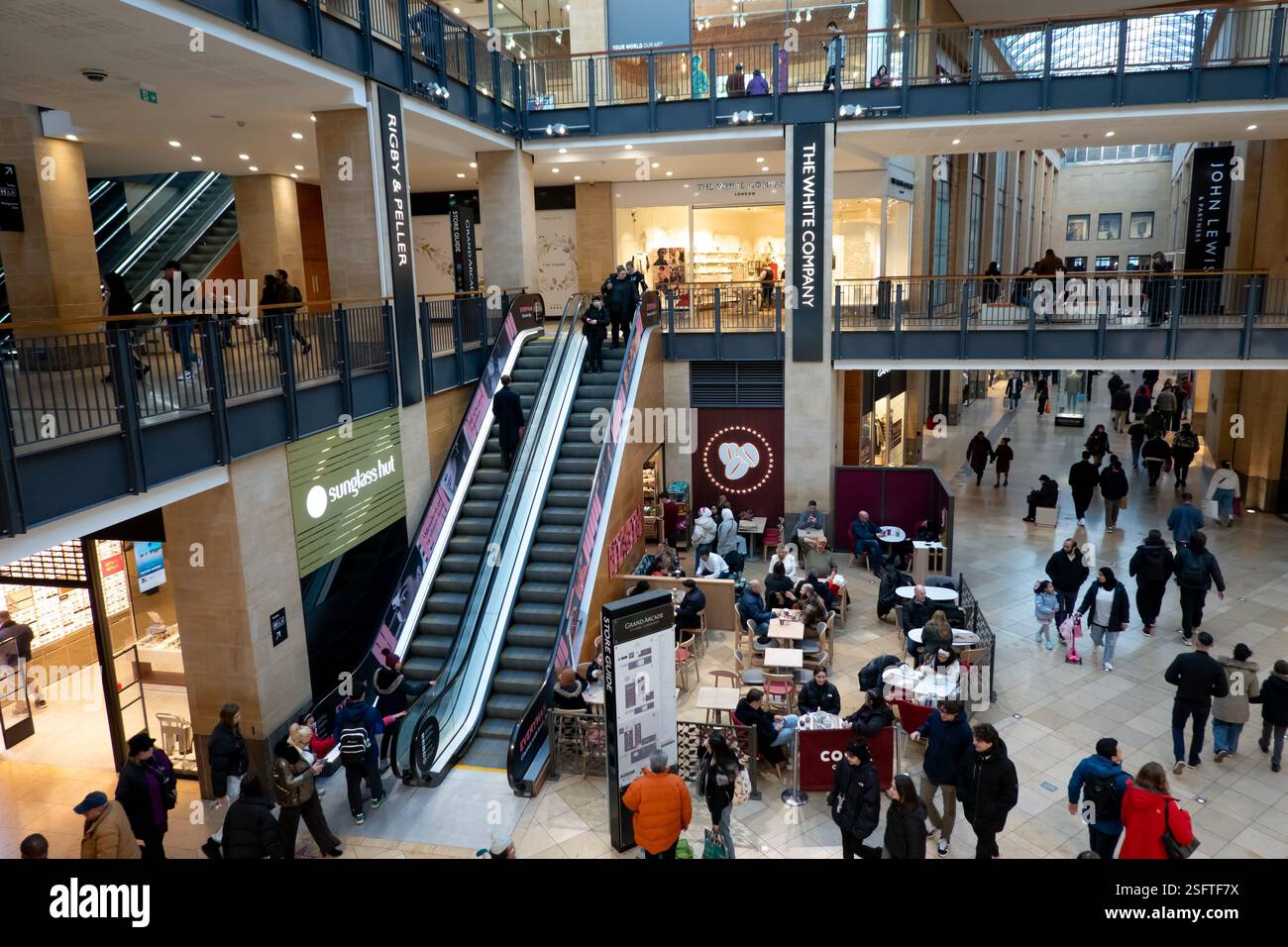 Grand Arcade Cambridge a vibrant shopping mall scene with people ...