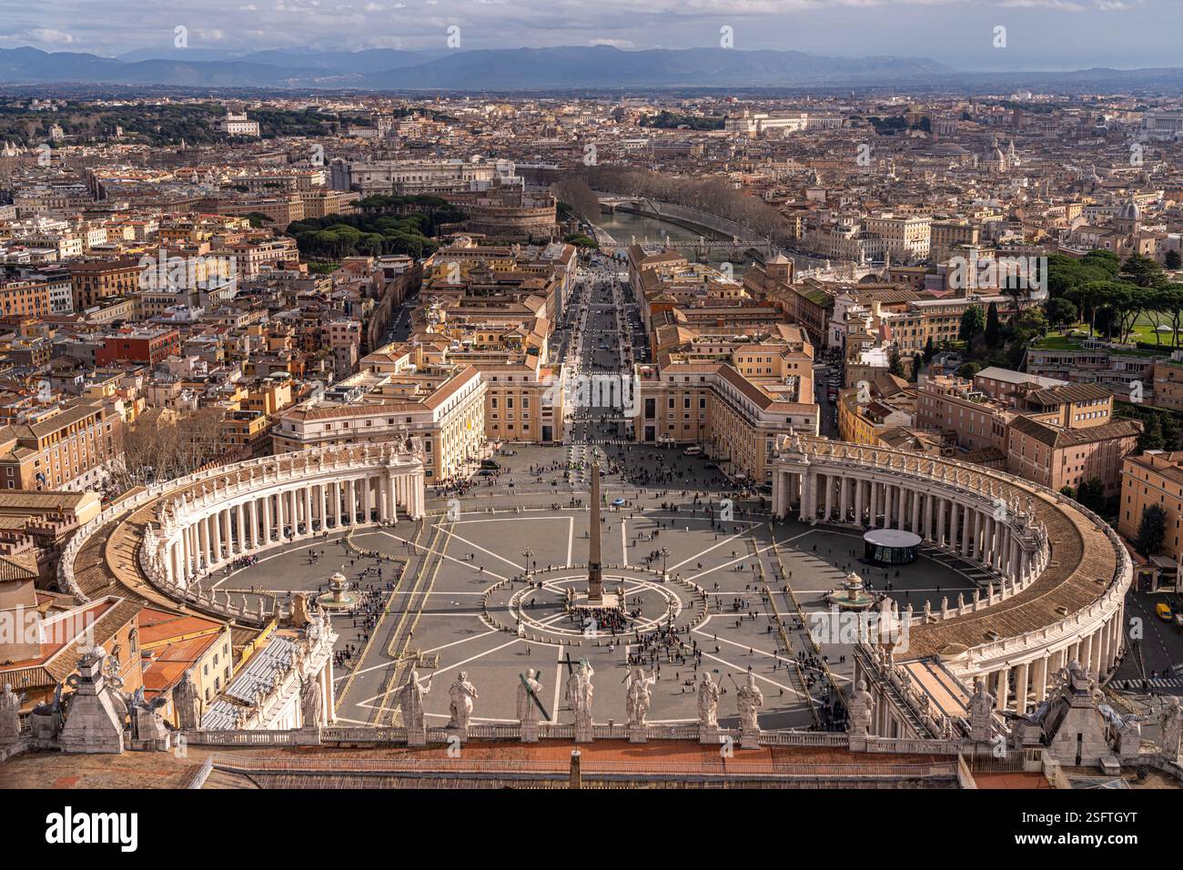 Piazza San Pietro, Saint Peters Square view from the basilica. The ...