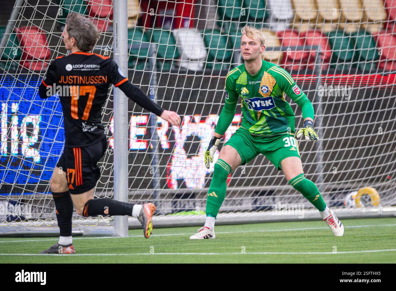 Silkeborg, Denmark. 08th, February 2025. Goalkeeper Aske Andresen (30 ...