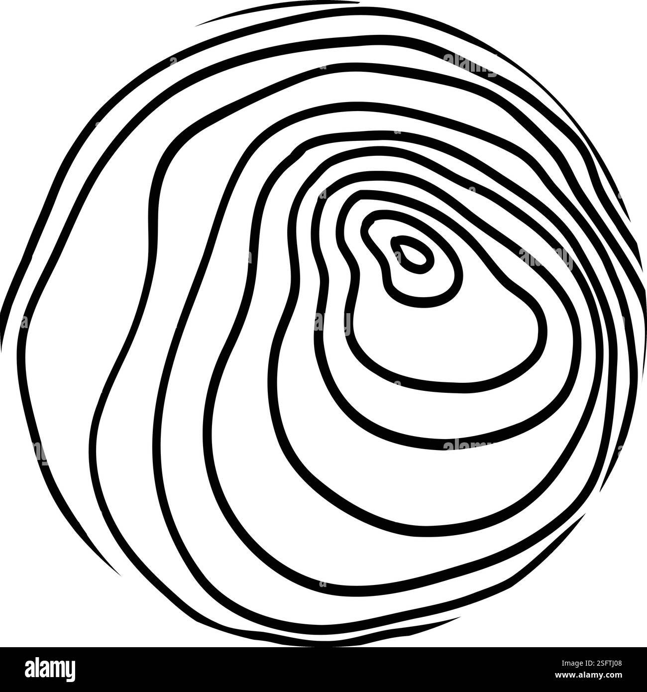 Wood line circle. Tree trunk cross section with topography rings, black ...