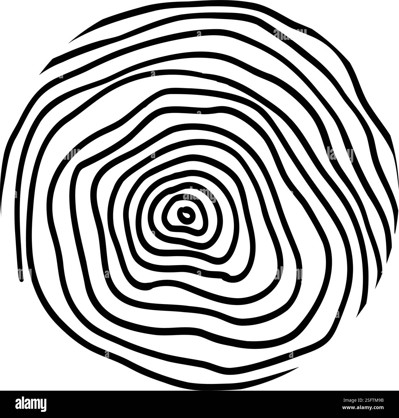 Wood line circle. Tree trunk cross section with topography rings, black ...