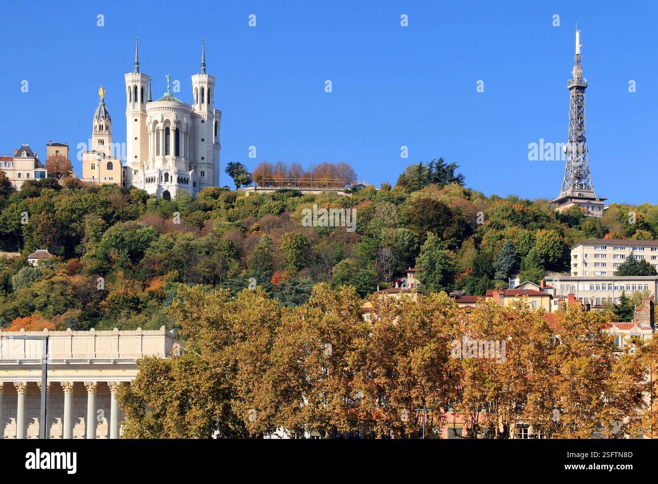 The Fourvière basilica of Lyon at the top of the hill Stock Photo - Alamy