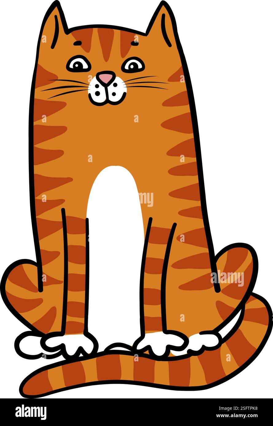 Sitting Ginger Tabby Cat, cartoon style Stock Vector Image & Art - Alamy