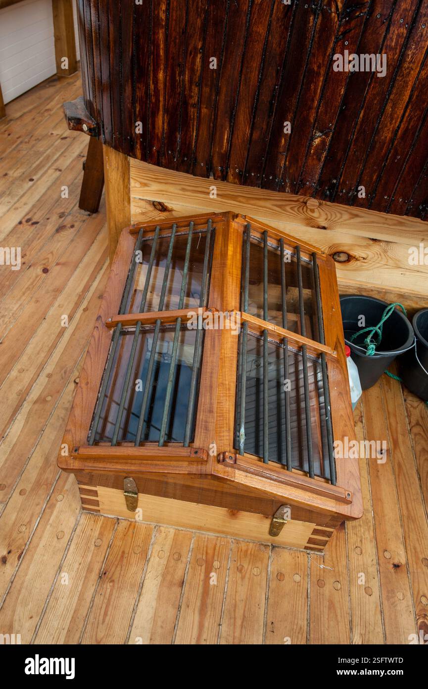 wooden ship deck skylight with barred glass panels Stock Photo - Alamy