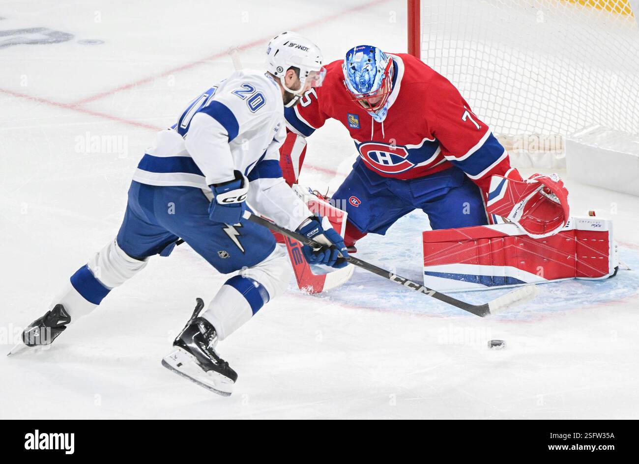 Tampa Bay Lightning's Nick Paul (20) moves in to score against Montreal ...