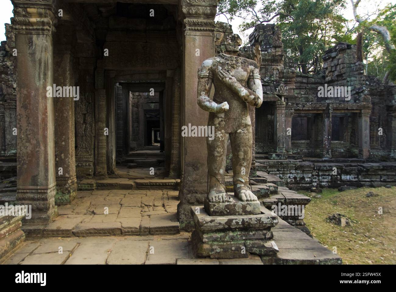 The Preah Khan temple at Angkor, Cambodia, built in the 12th century ...