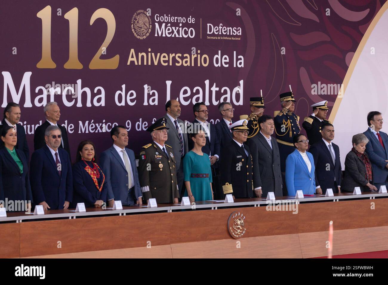 Mexico City, Mexico. 9th Feb, 2025. Ceremony for the 112th Anniversary ...