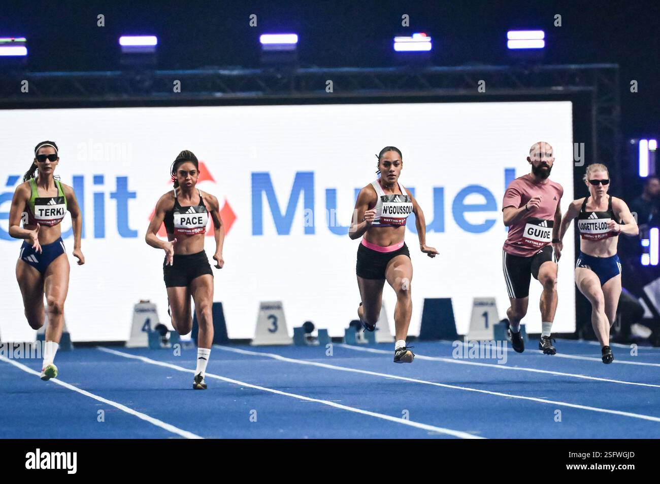 Paris, France. 09th Feb, 2025. France's Celia Terki, Sofia Pace, Marie ...