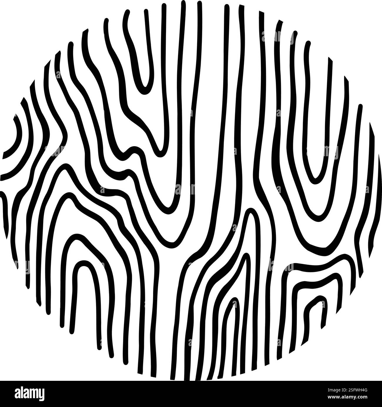 Wood line circle. Tree trunk cross section with topography rings, black ...