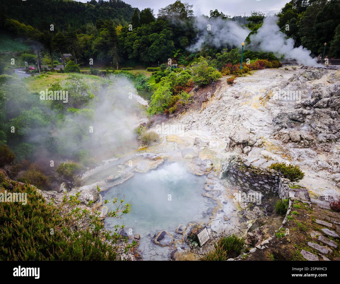 Furnas steaming hot thermal springs, Sao Miguel Island, Azores ...