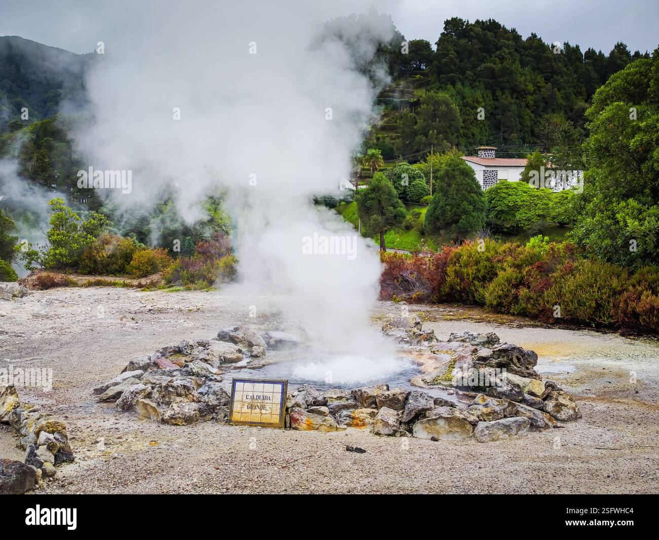 Furnas steaming hot thermal springs, Sao Miguel Island, Azores ...