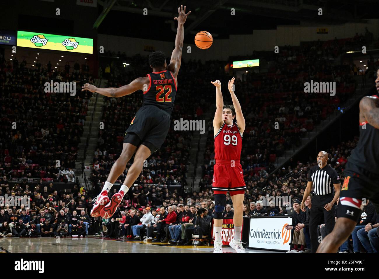 Rutgers center Zach Martini (99) shoots a 3-point basket against ...
