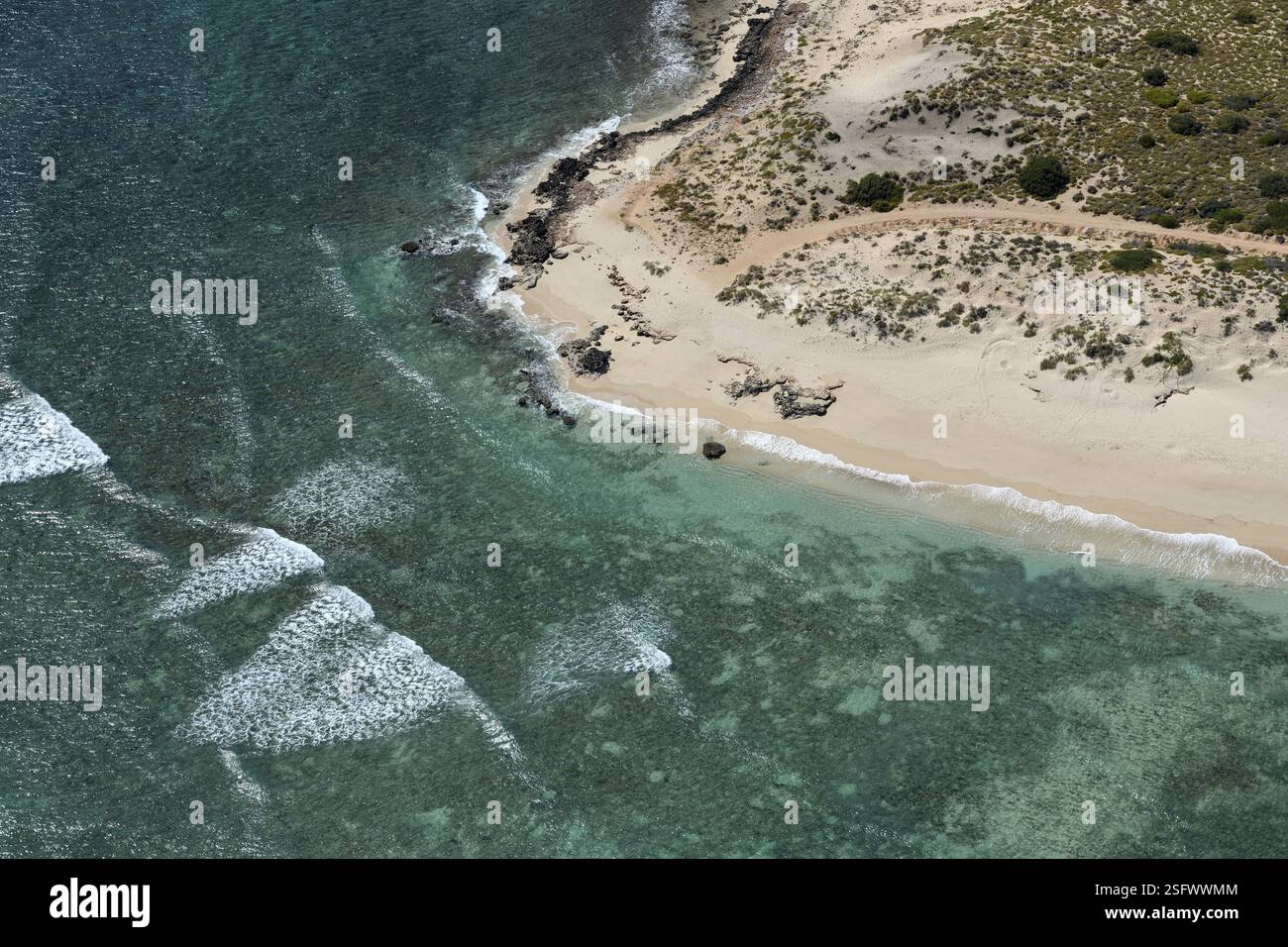 Beach at Ningaloo Reef, aerial view, Cape Range National Park, near ...