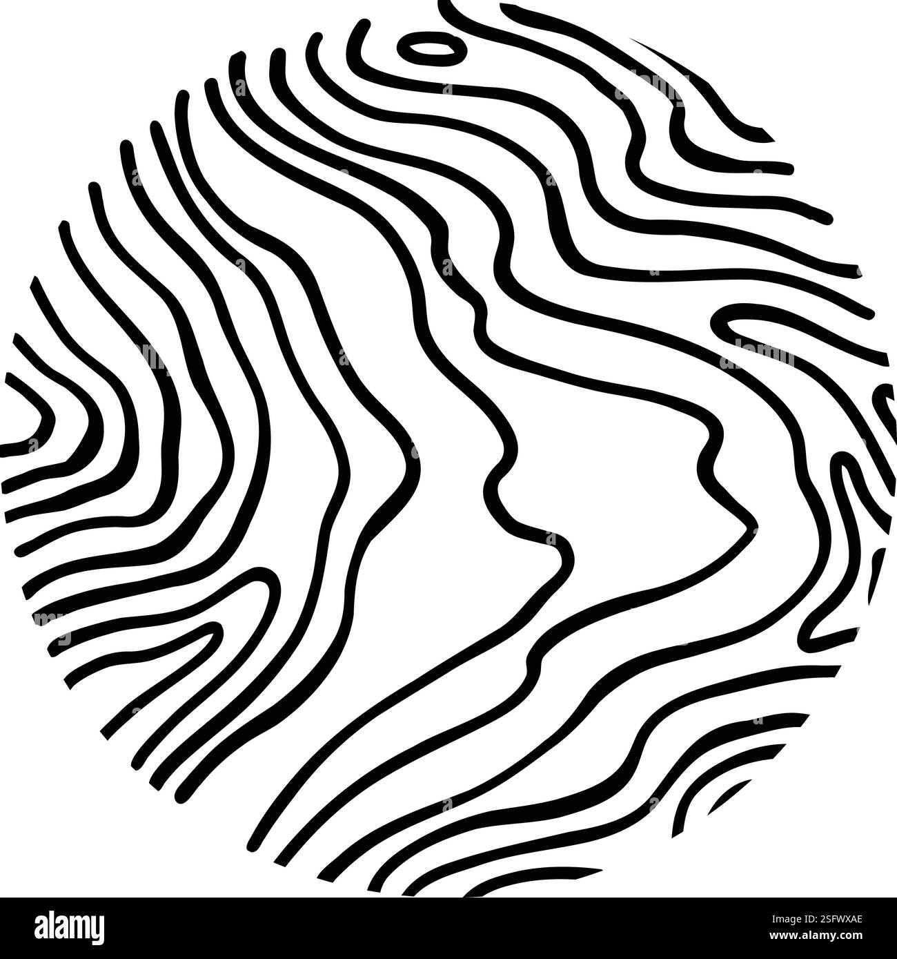 Wood line circle. Tree trunk cross section with topography rings, black ...