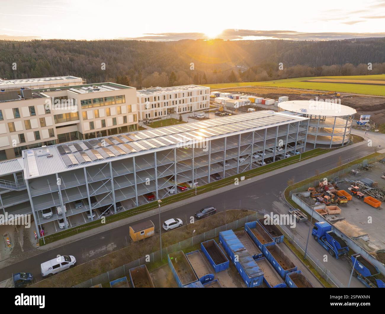 Industrial complex with multi-storey car park and modern buildings, at ...