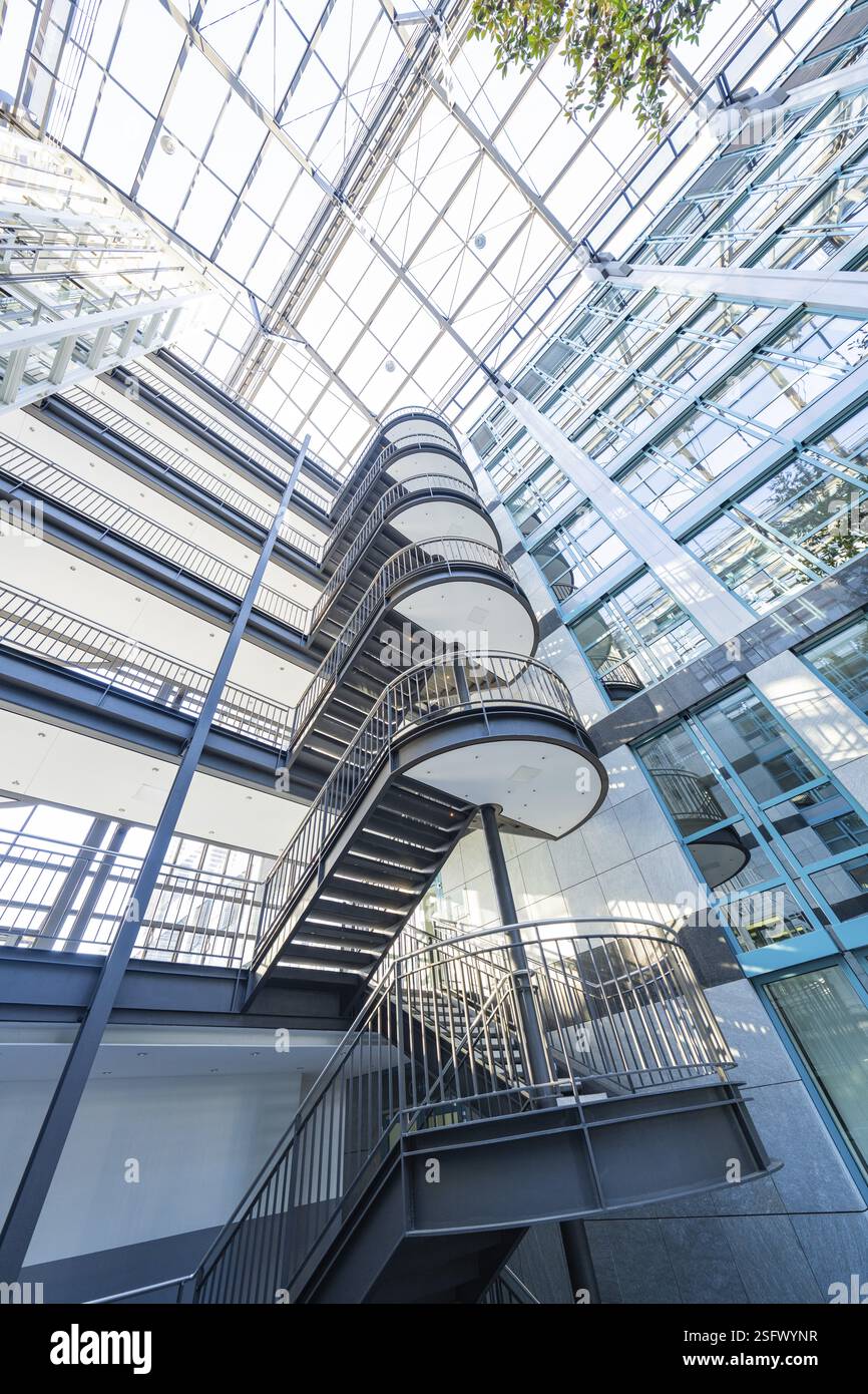 Modern staircase in a light-flooded building, Boeblingen, Germany ...