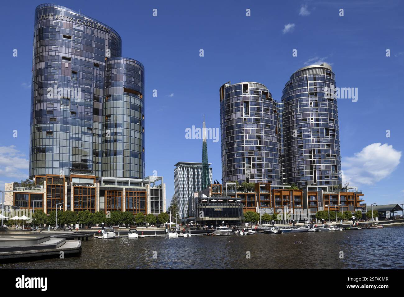 Skyline at Elisabeth Quay, harbour, Perth, State of Western Australia ...