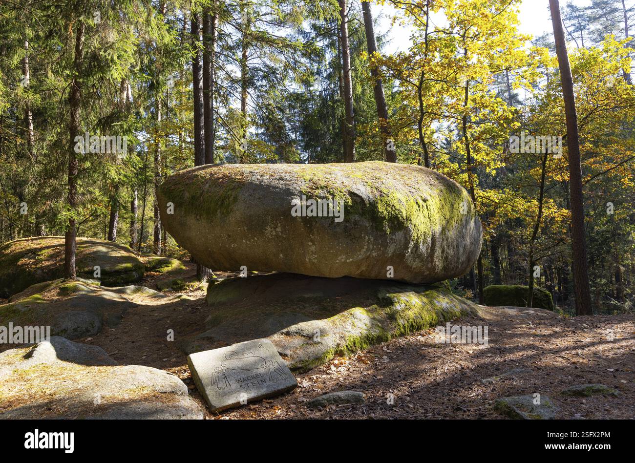 Granite rock Wackelstein, natural monument, Blockheide nature park Park ...