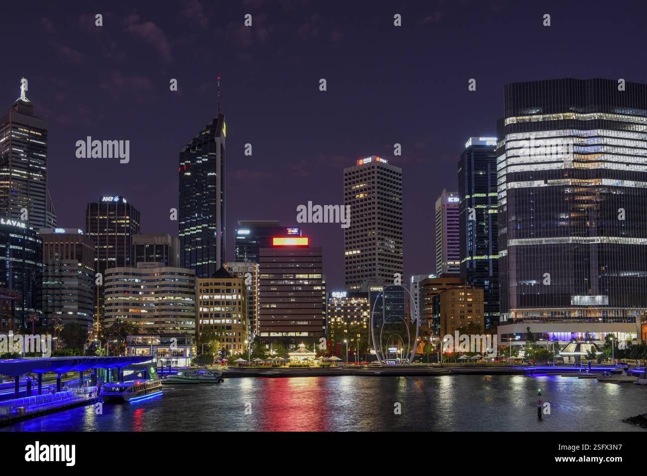 Skyline at Elisabeth Quay, blue hour, blue hour, harbour, Perth, State ...