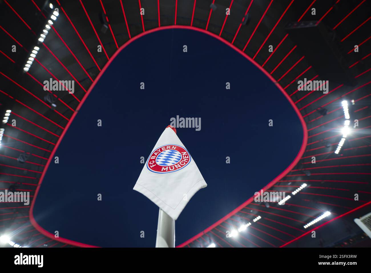 Corner flag logo FC Bayern Munich FCB, roof construction, stadium ...