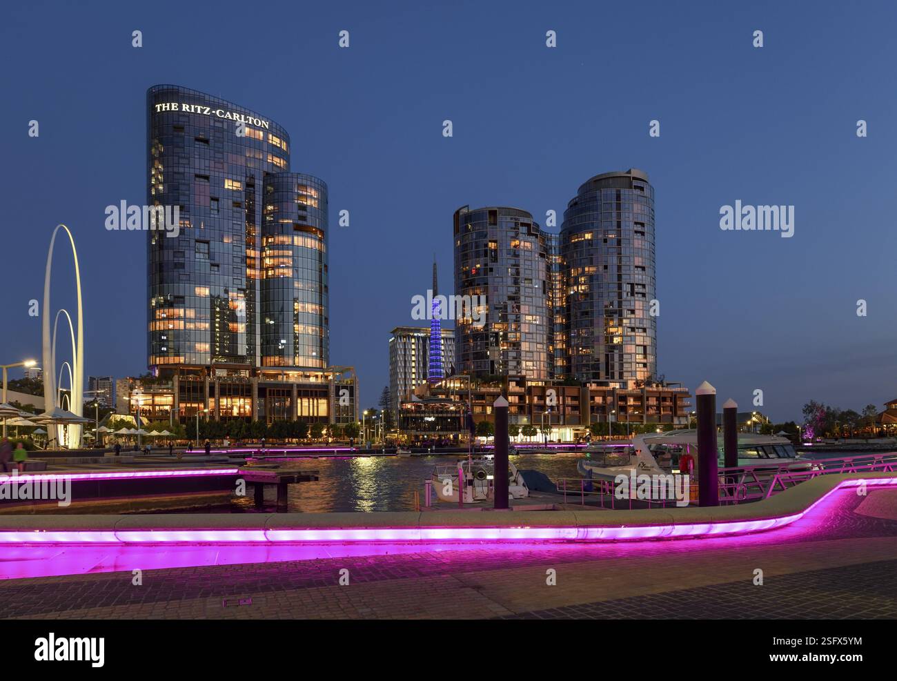 Skyline at Elisabeth Quay, blue hour, blue hour, harbour, Perth, State ...