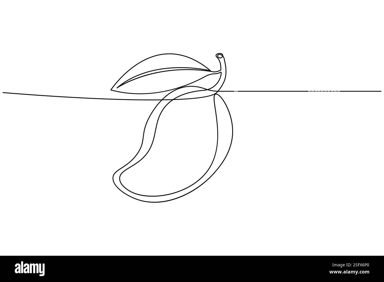 Mango fruit one line drawing and minimalist style isolate outline ...
