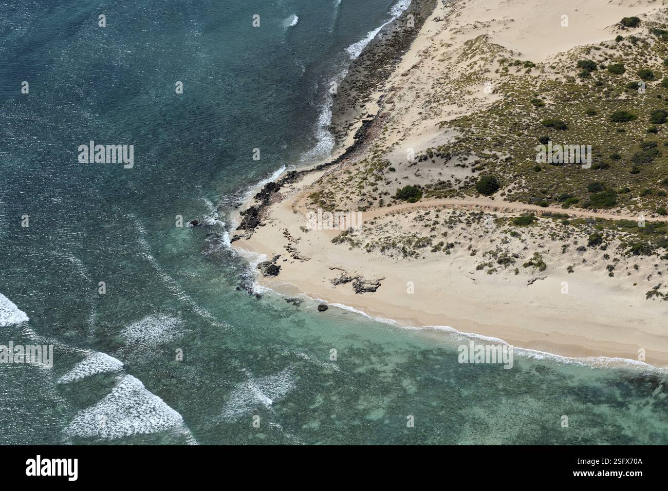 Beach at Ningaloo Reef, aerial view, Cape Range National Park, near ...