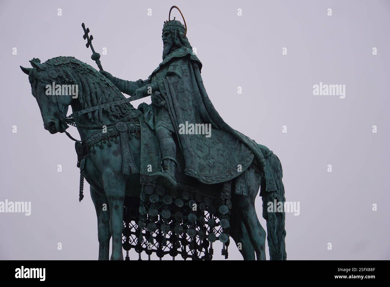 Close up of the landmark St. Stephen Memorial, equestrian statue of the ...