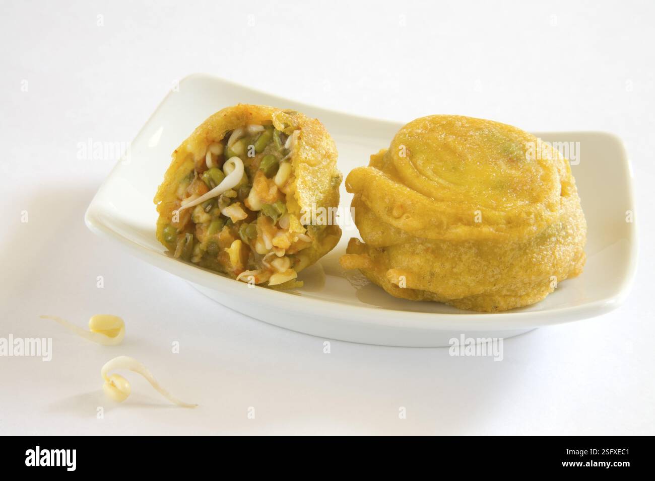 Indian cuisine, fast food starters half Moong Vada fritters Phaseolus ...