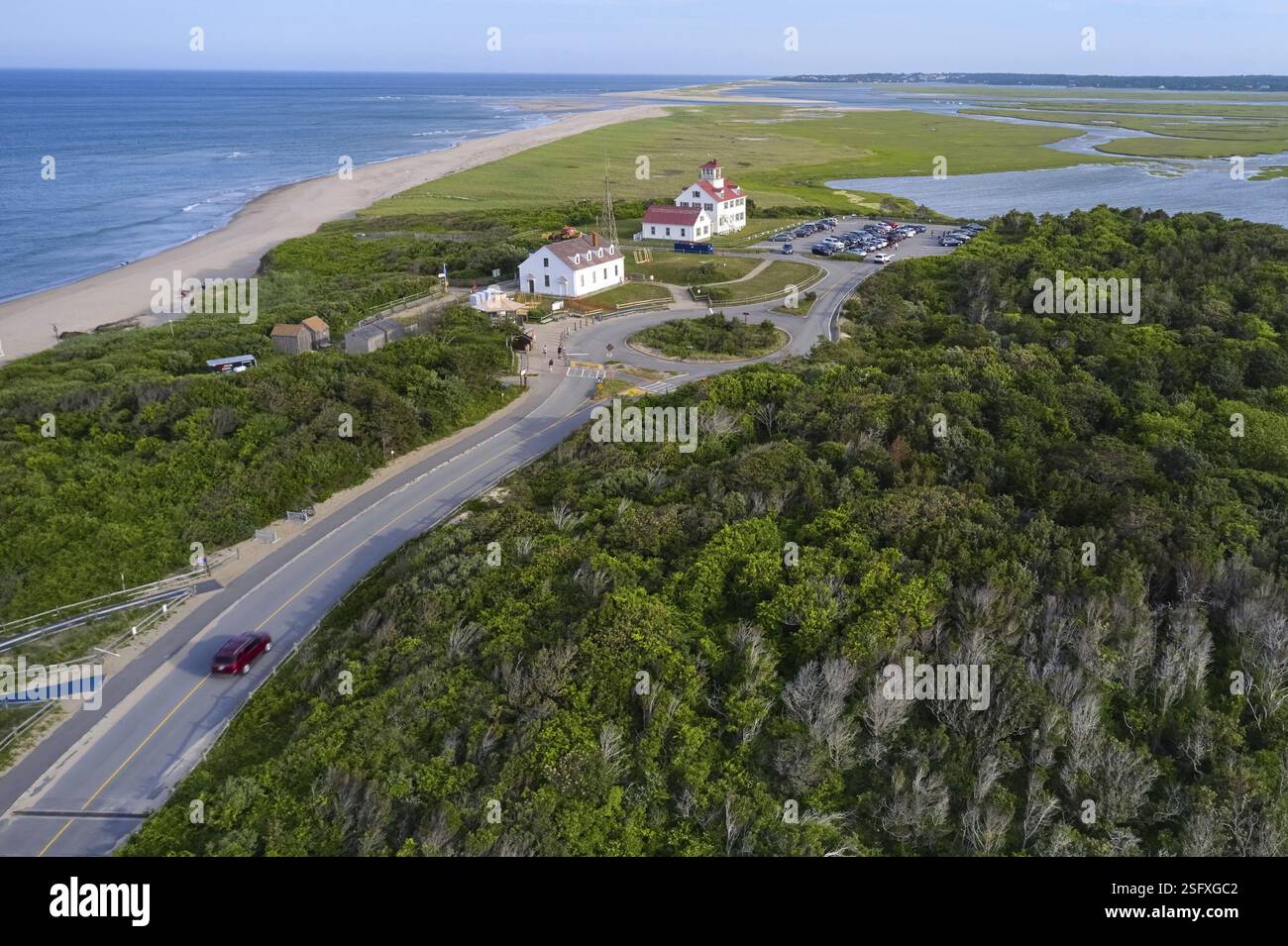 Aerial Photo of Coast Guard Station and Beach, Cape Cod, Eastham, USA ...