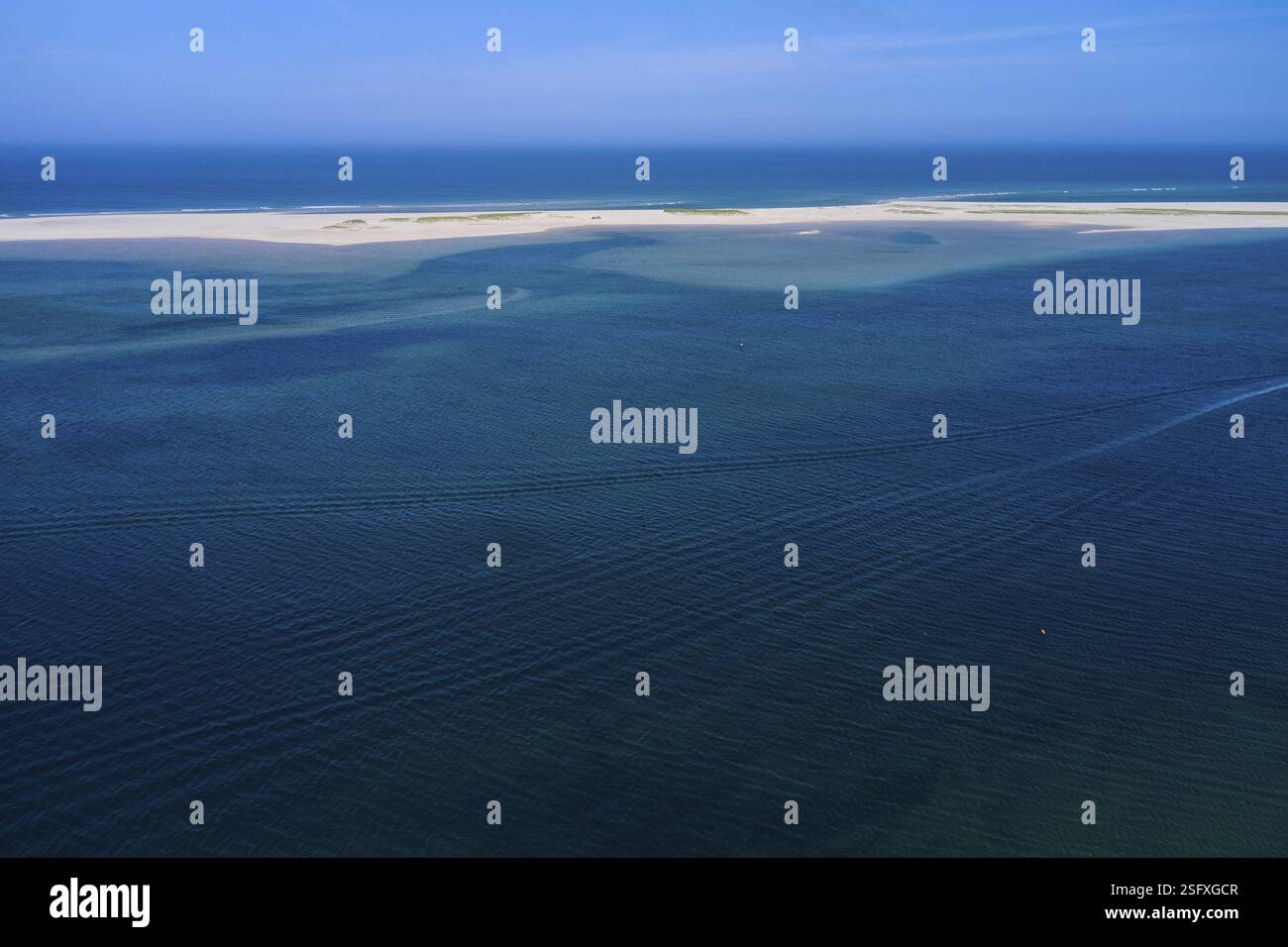 Chatham harbor aerial with North Beach Island, Cape Cod, Chatham, USA ...