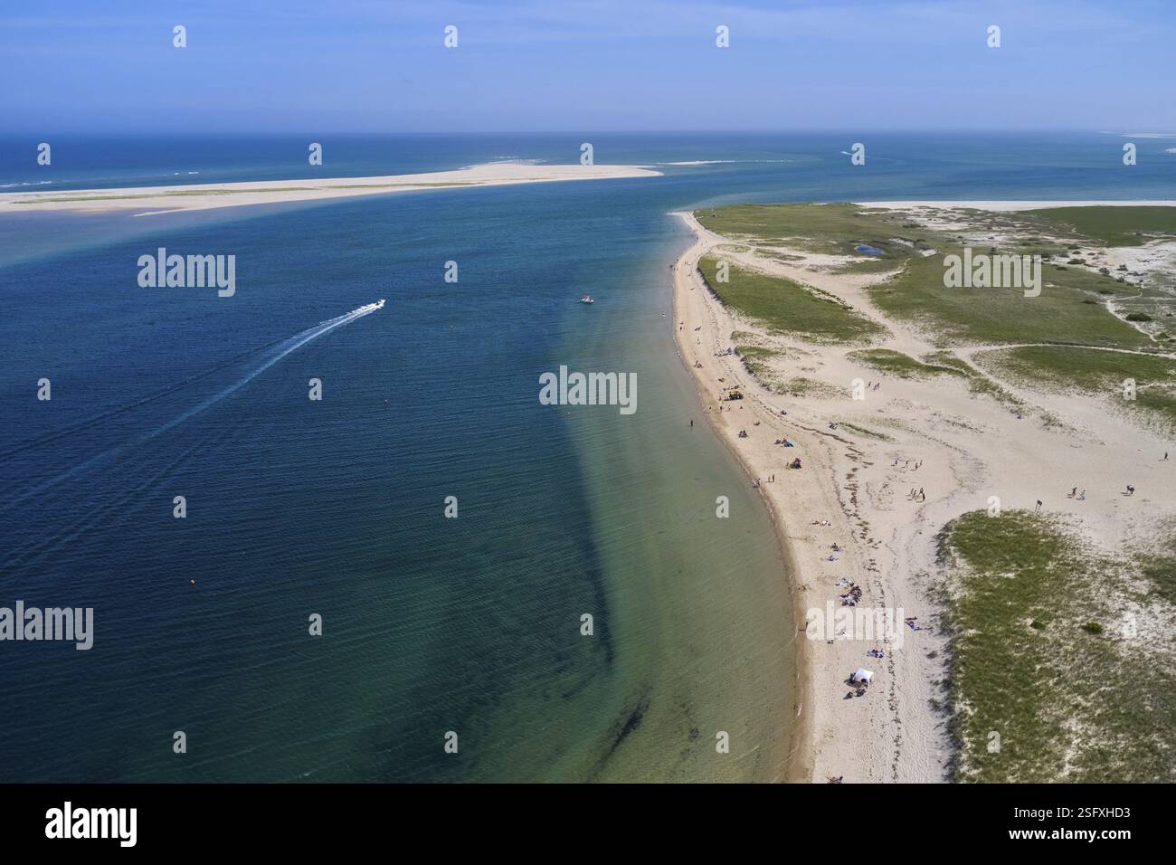 Aerial drone shot of Lighthouse beach in Chatham, Cape Cod, MA, Chatham ...