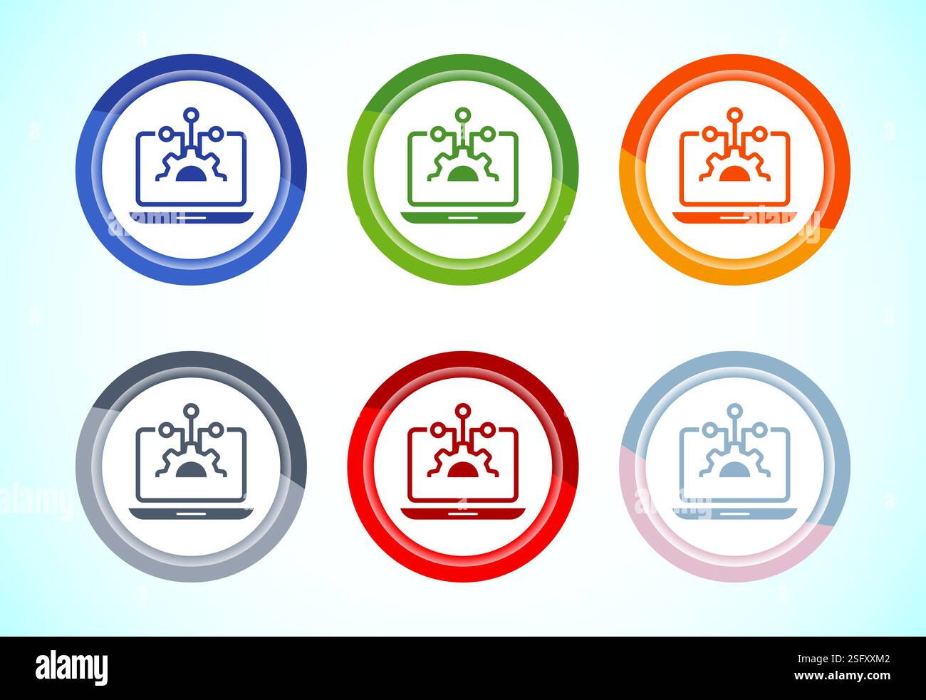 Information technology icon design illustration. Digital tech icon, 6 ...