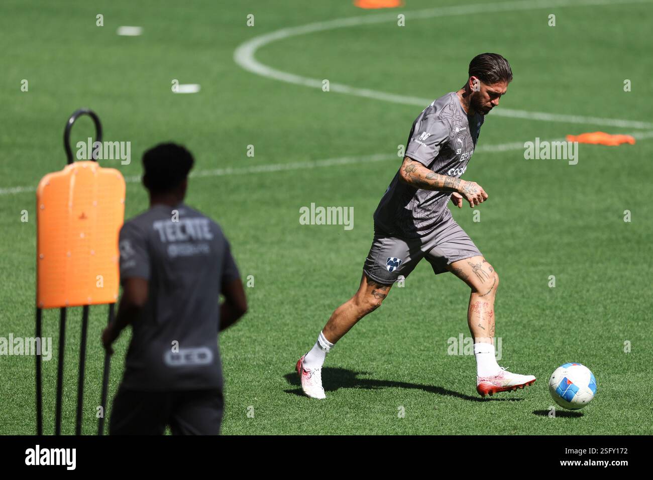 Spanish soccer player Sergio Ramos trains with Monterrey, his new ...