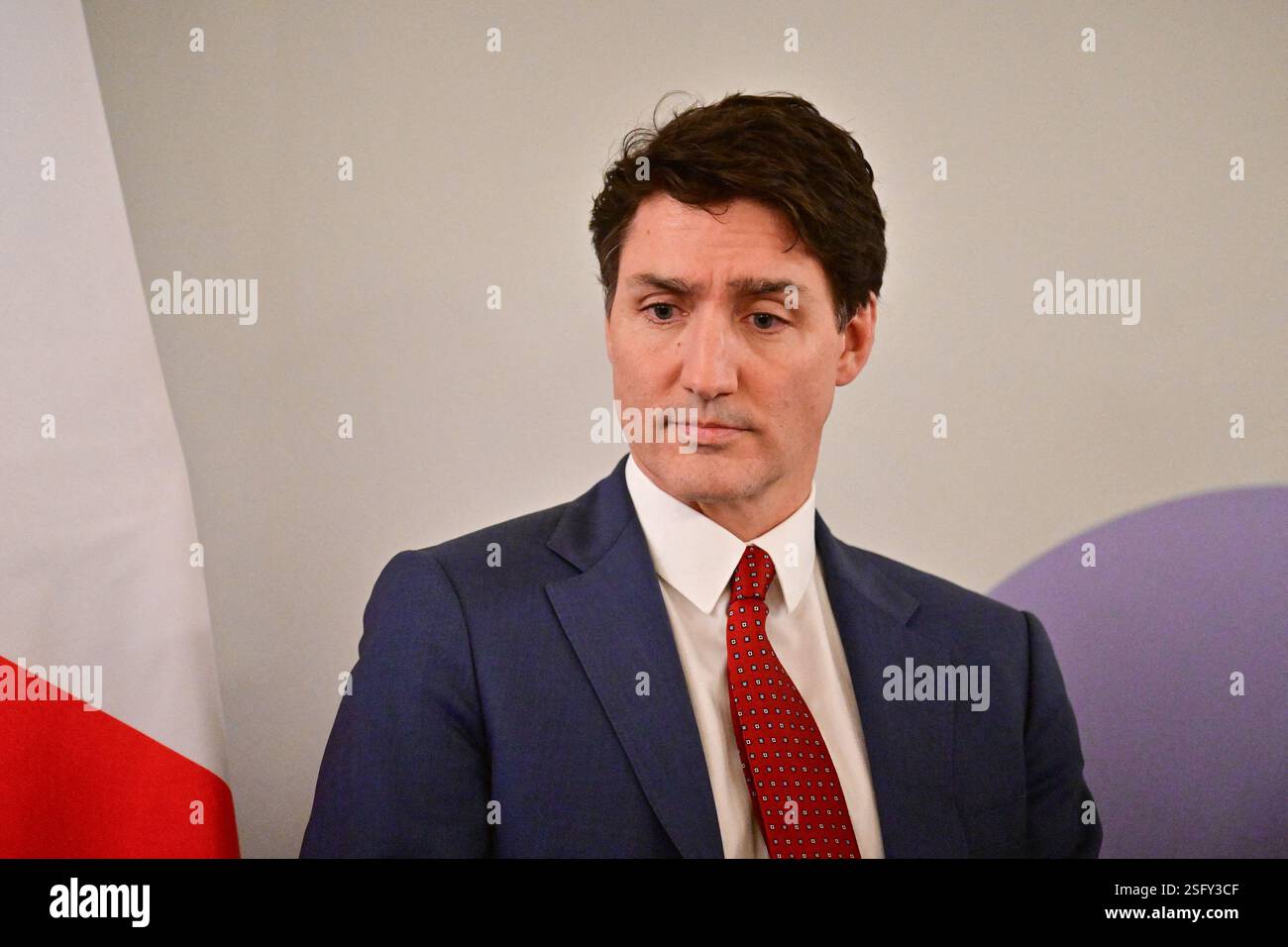 Canada's Prime Minister Justin Trudeau listens during a meeting on the ...