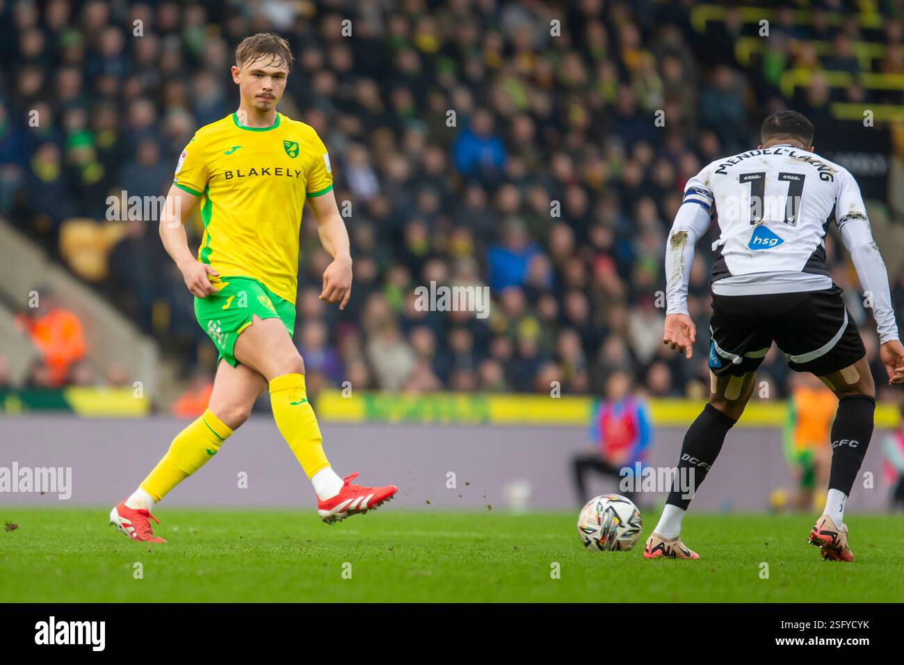 Callum Doyle of Norwich City passes the ball during the Sky Bet ...