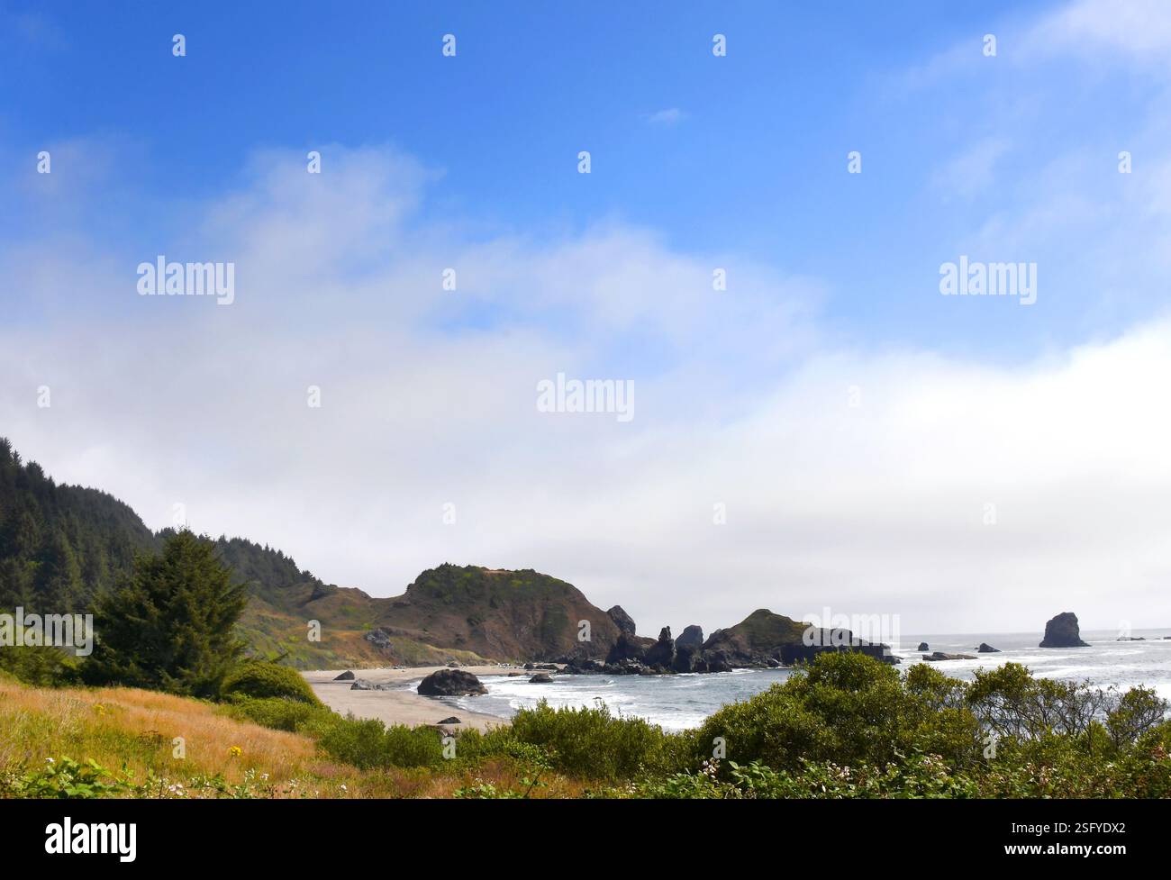 Isolated beach, called Lone Ranch Beach in Oregon, along Highway 101 ...