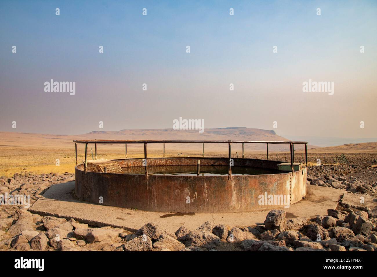 A weathered water trough provides essential hydration for livestock and ...