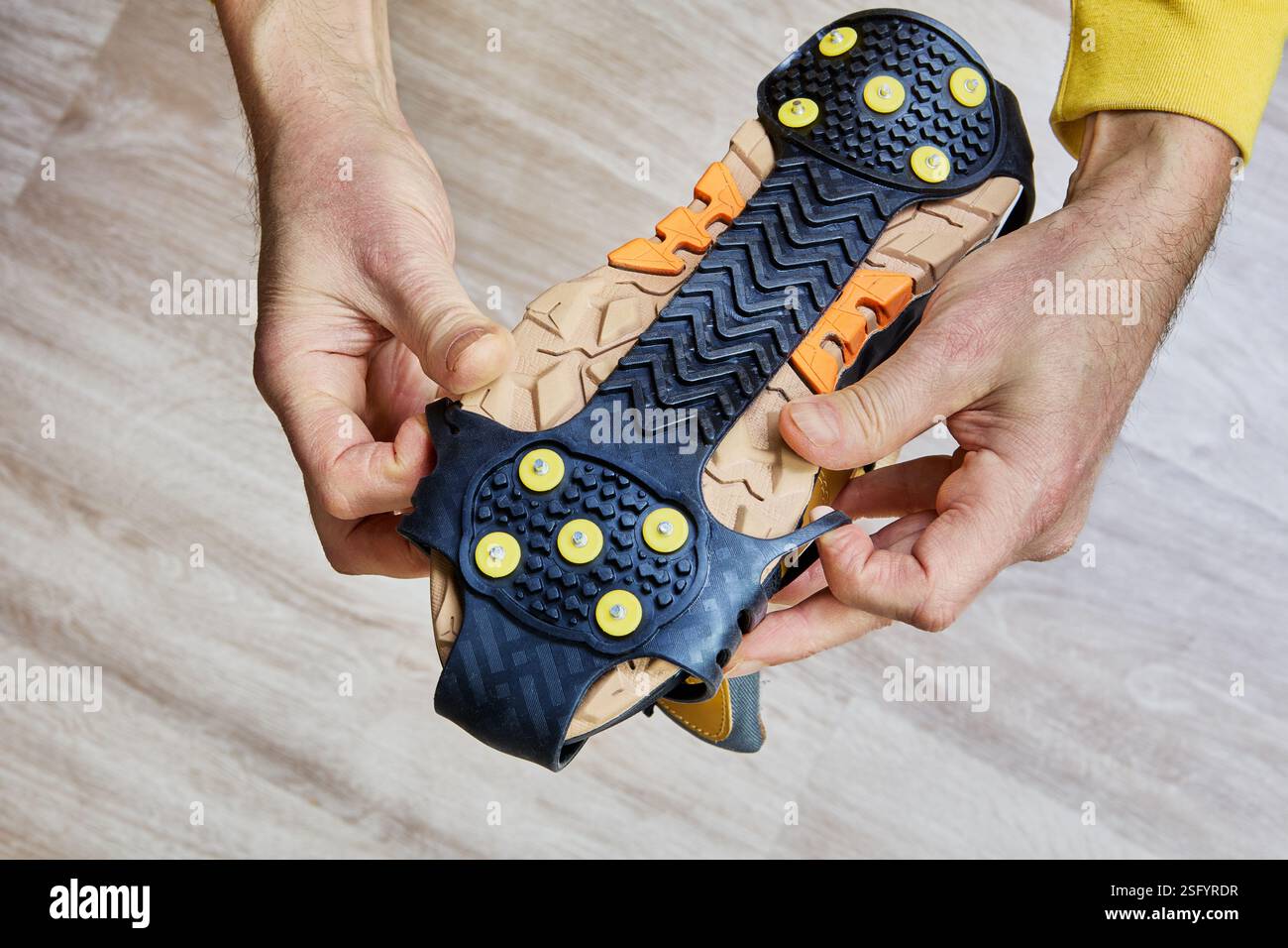 Anti ice spikes on rubber backing provide secure traction for hiking ...