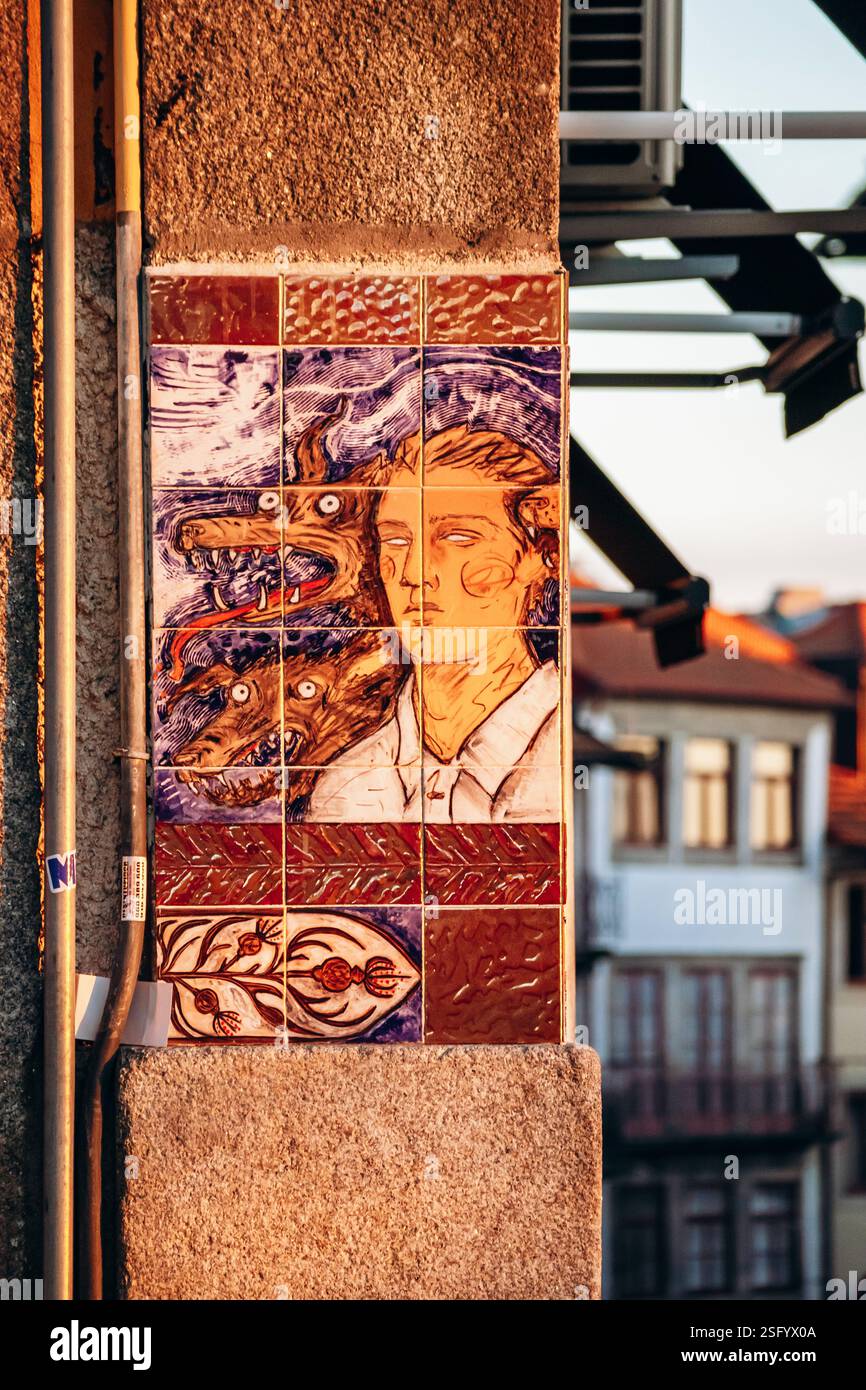 A beautiful modern street art mural in Porto, created in the ...