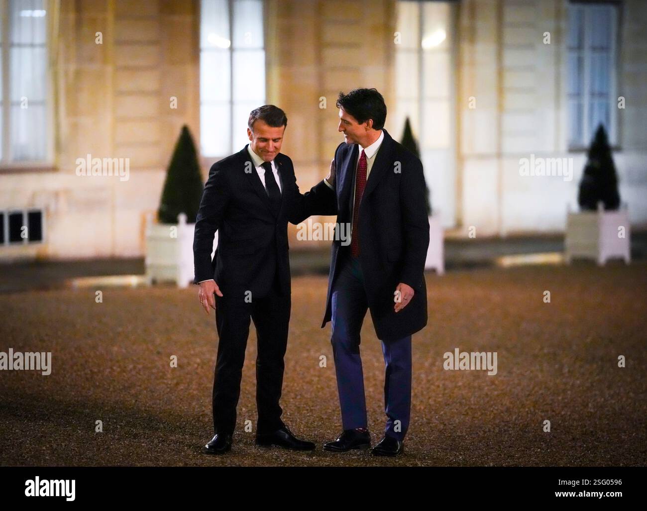 Paris, France. 09th Feb, 2025. Prime Minister Justin Trudeau, right, is ...