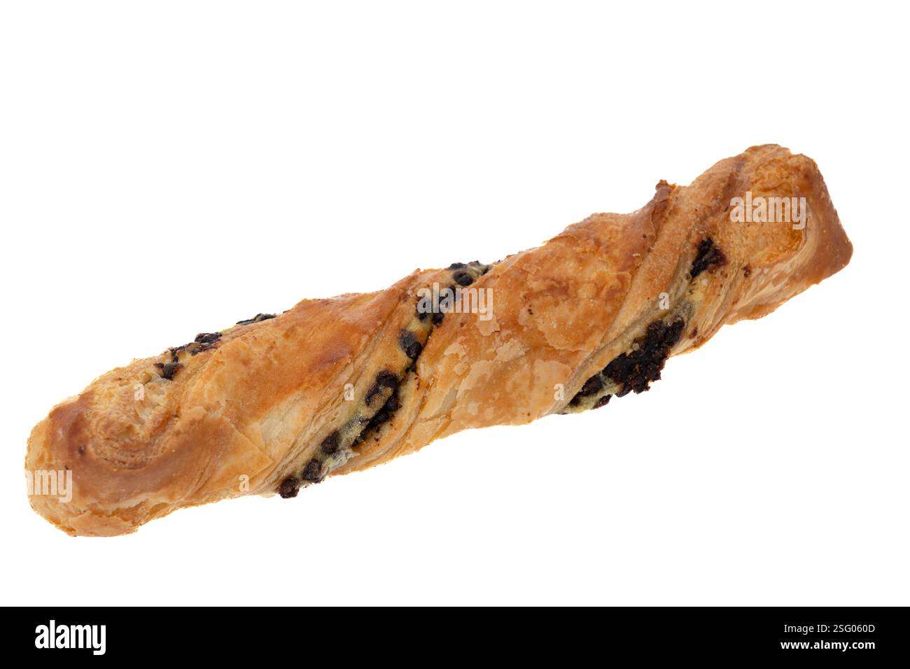 French chocolate twist pastry - white background Stock Photo - Alamy