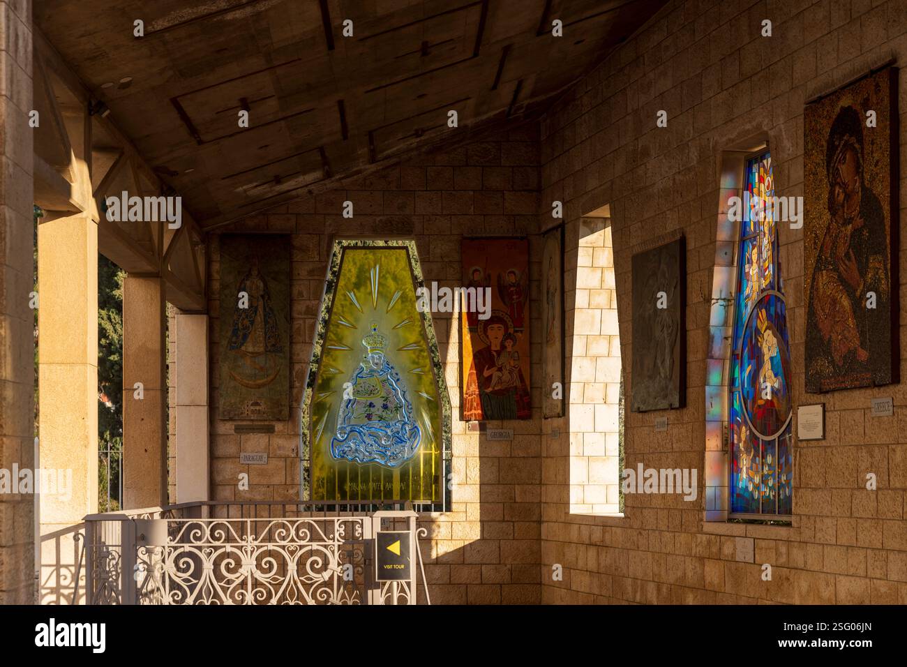 Nazareth, Israel, January 23, 2025: An arched walkway decorated with ...